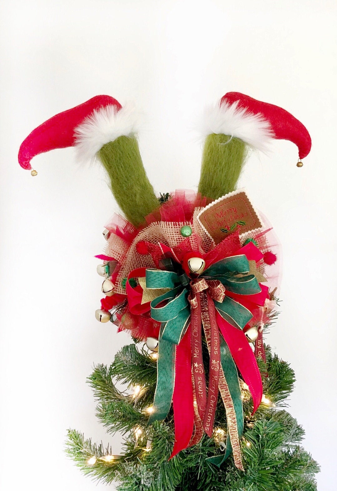 Christmas Tree Topper, Grinch Inspired Christmas Tree Decor, Funny Tree ...