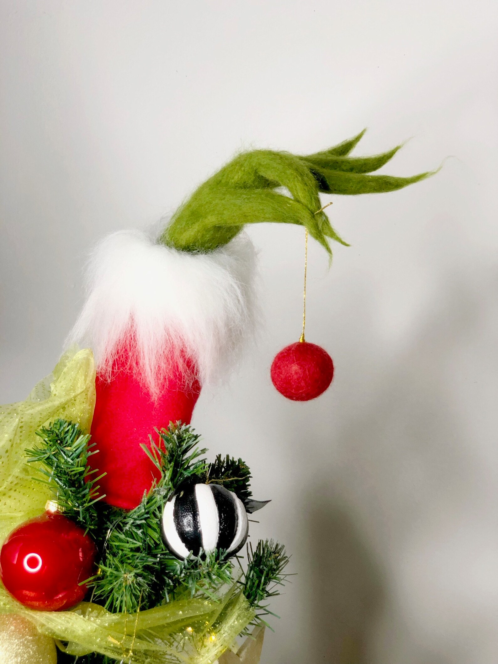 Christmas Tree Topper Furry Green Arm Ornament Holder Tree - Etsy