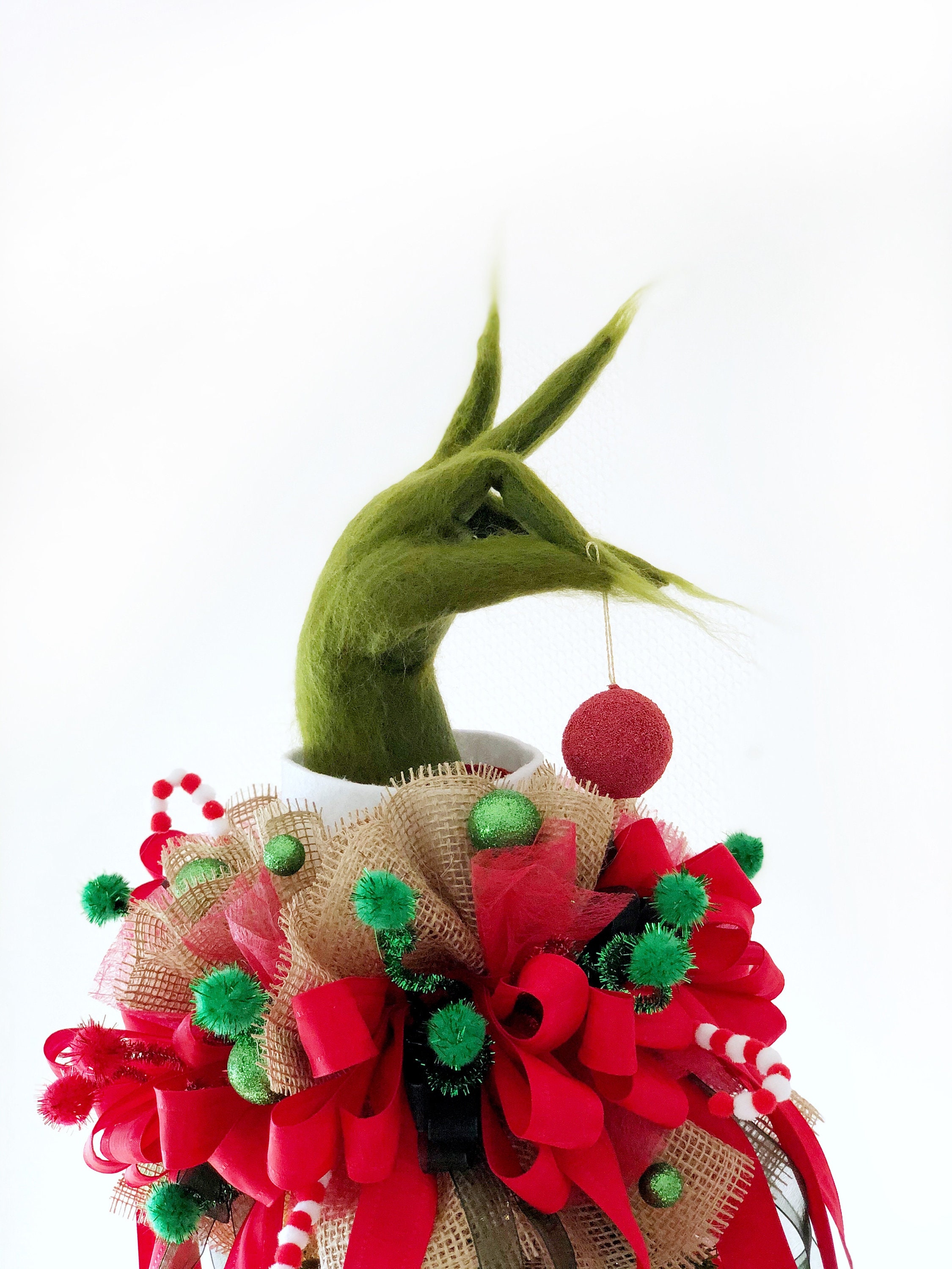 Christmas Tree Topper Grinch Inspired Green Arm Funny Tree - Etsy
