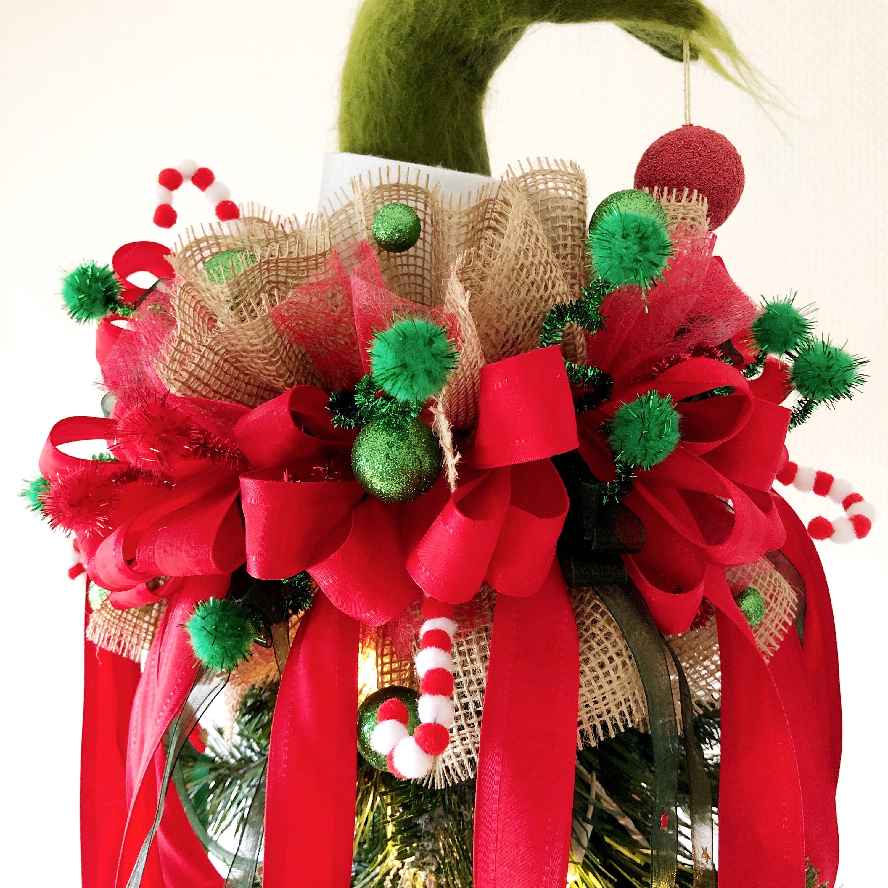 Christmas Tree Topper Grinch Inspired Green Arm Funny Tree - Etsy