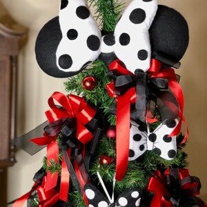 Mouse Christmas Tree Topper, Felt Cartoon Decoration & Bows, Funny ...