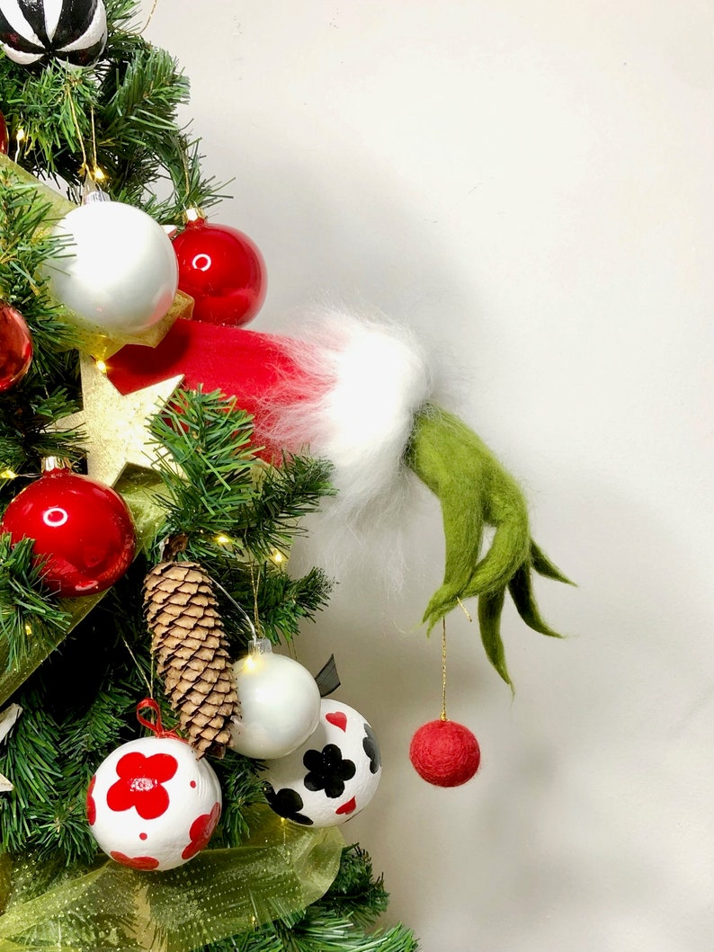 Christmas Tree Topper Furry Green Arm Ornament Holder Tree - Etsy