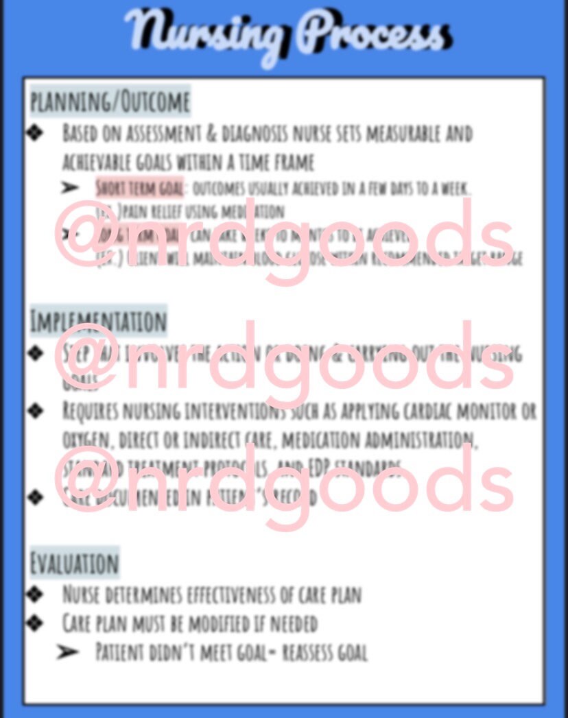 Nursing Process Study Guide & Care Plan Template (printable) - Etsy