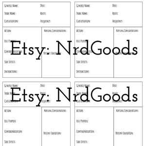 Pharmacology Drug Flashcards Template - Etsy
