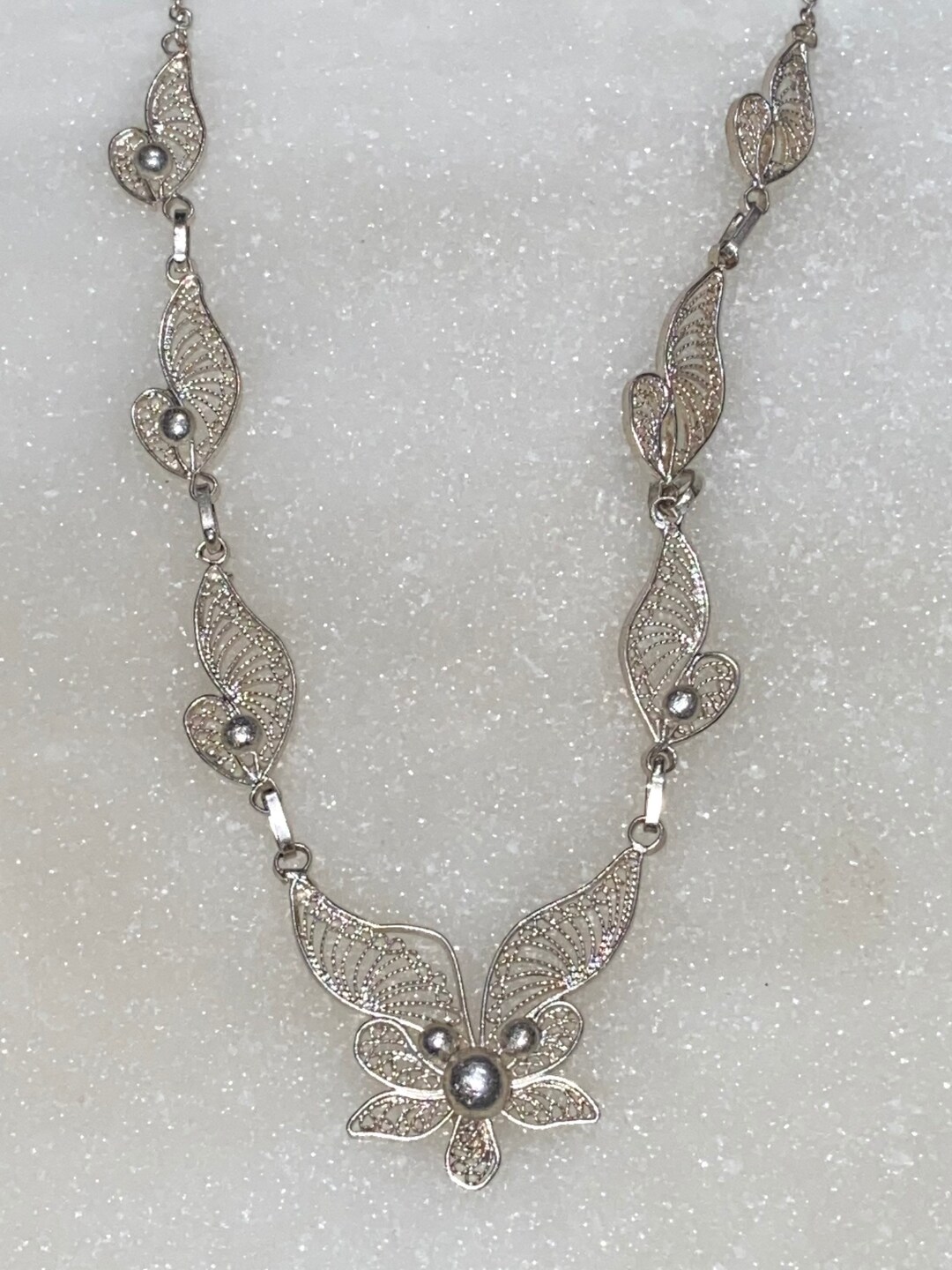 Filigree Sterling Silver Necklace - Etsy