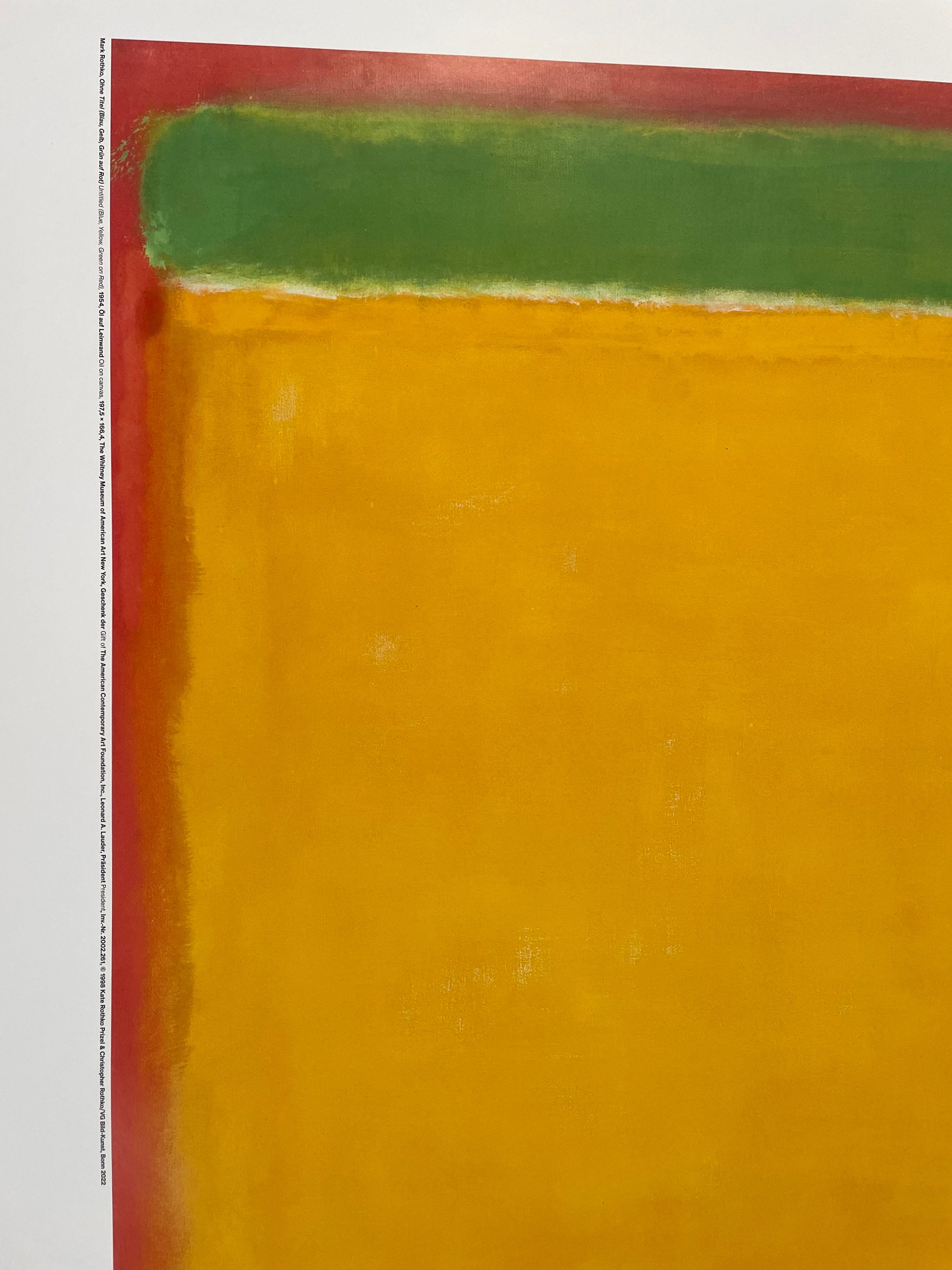 MARK ROTHKO - Original Exhibition Poster "untitled (blue, Yellow, Green ...