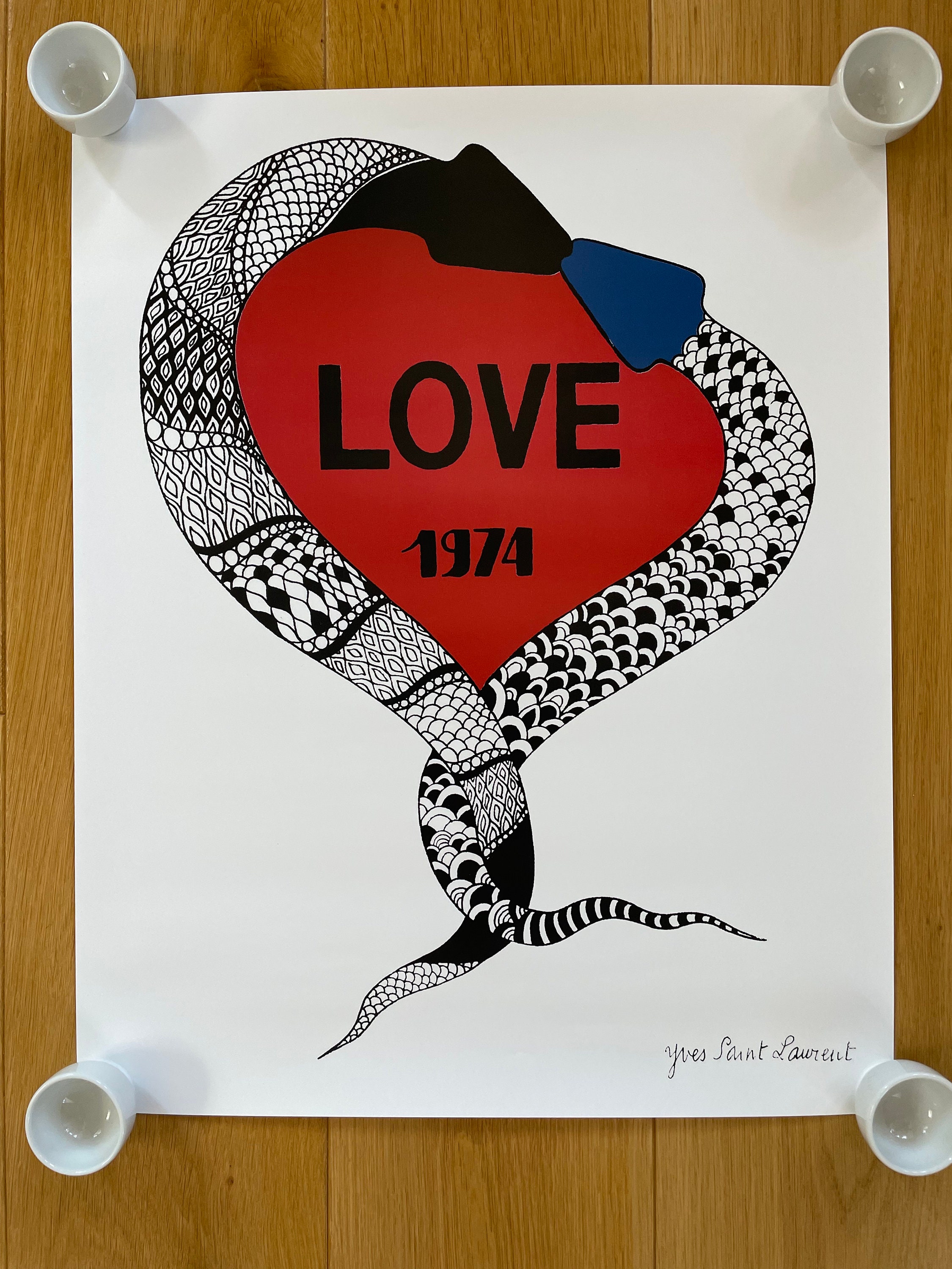Yves Saint Laurent Original Exhibition LOVE Poster 1974 From the YSL ...