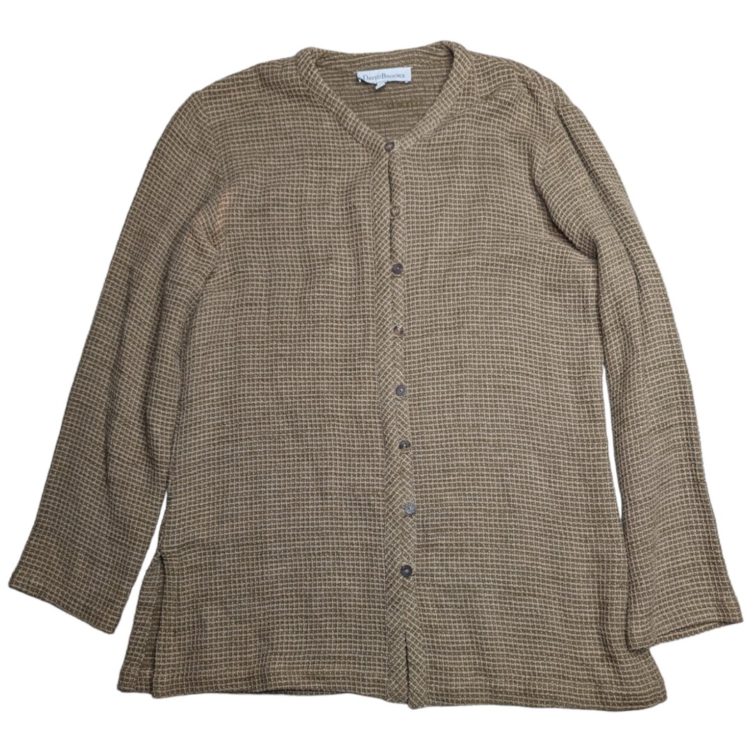 VTG 1990er Jahre David Brooks Khaki Grün Waffel Strick Lagenlook Button ...