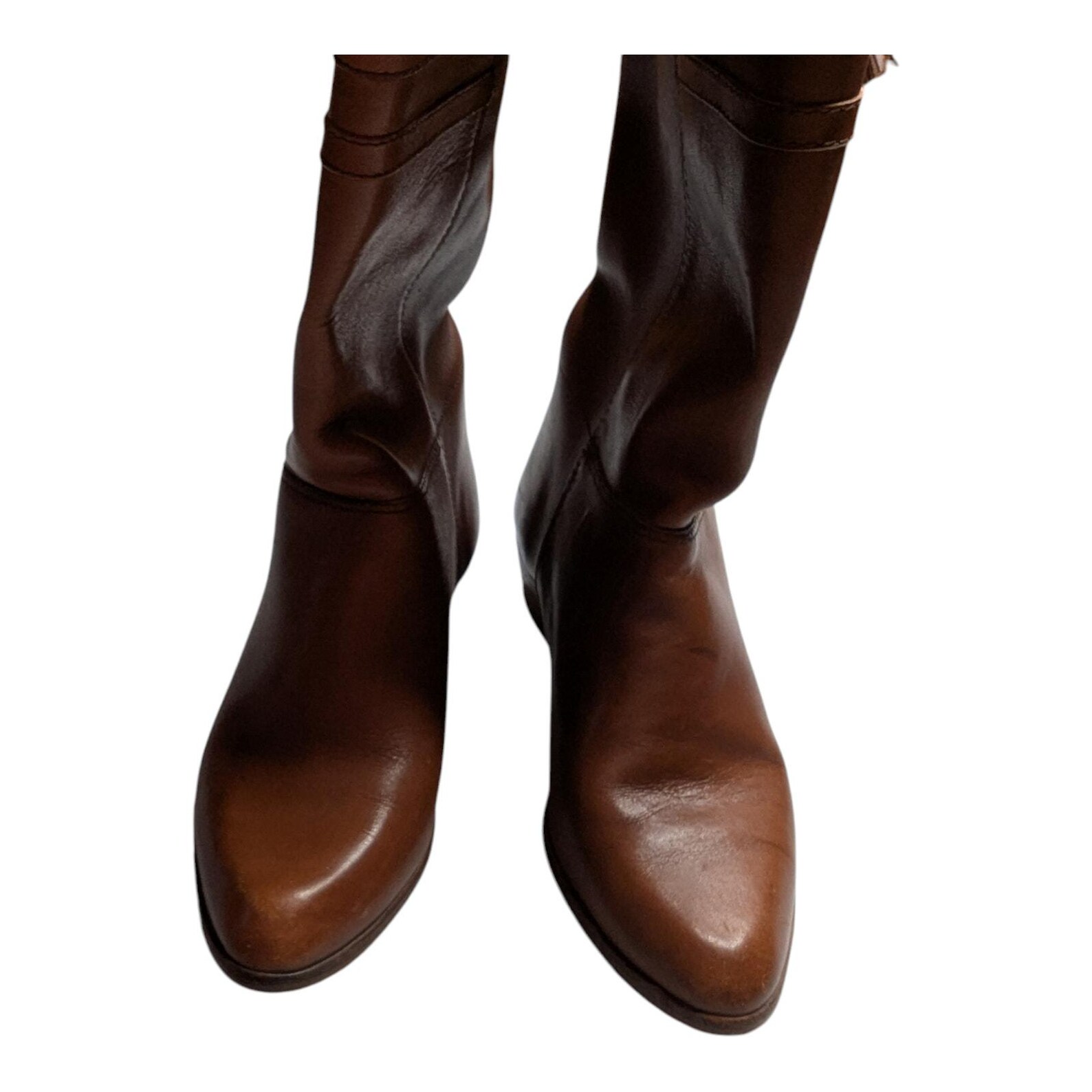 Vtg 1970s Kinney Shoes Cognac Brown Leather Tassel Detail Knee High ...