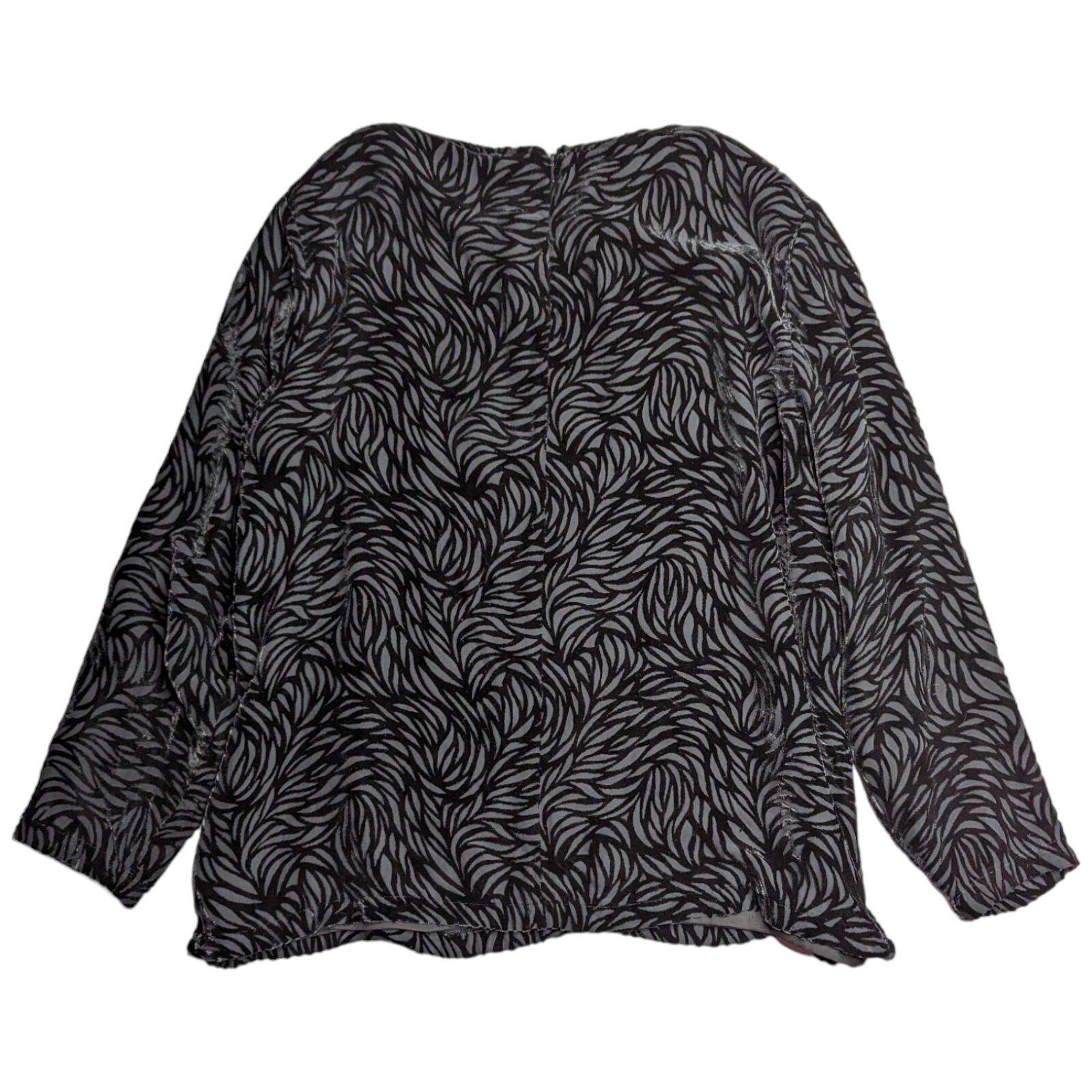 Vtg 1990s Rena Rowan Black Geometric Burnout Velvet Silk Blend Blouse ...