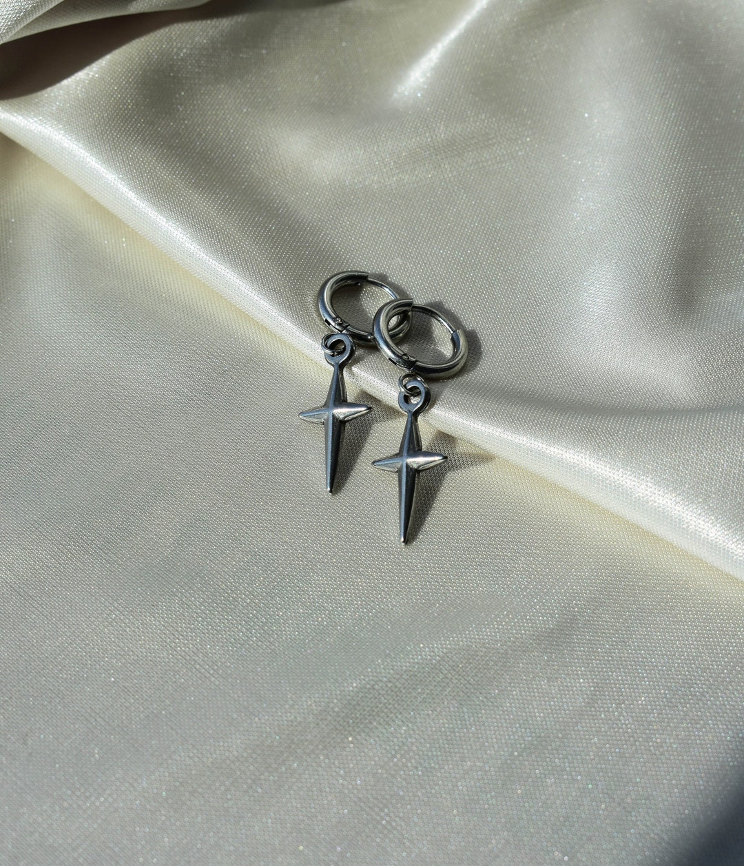 Starling Earrings | Hypoallergenic Star Cross Grunge Goth Alt Edgy Y2k ...