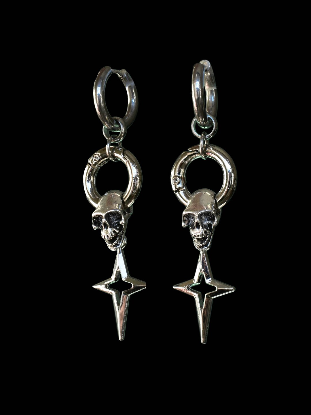 Skull Earrings Hypoallergenic Goth Grunge Punk Alt Chunky Star Y2k ...