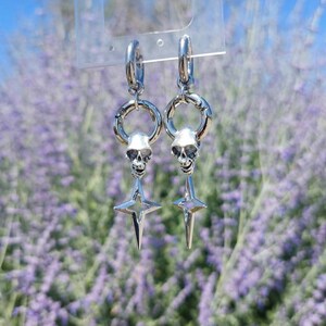 Skull Earrings Hypoallergenic Goth Grunge Punk Alt Chunky Star Y2k ...