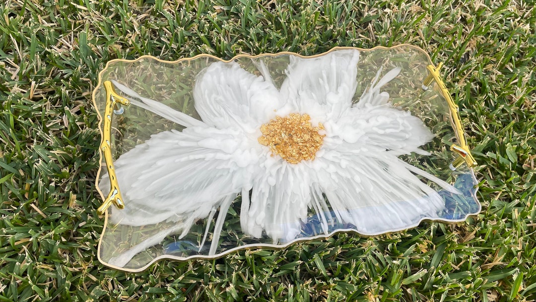 Resin Tray, Tray With Handles, White and Clear Tray, Original Gift ...