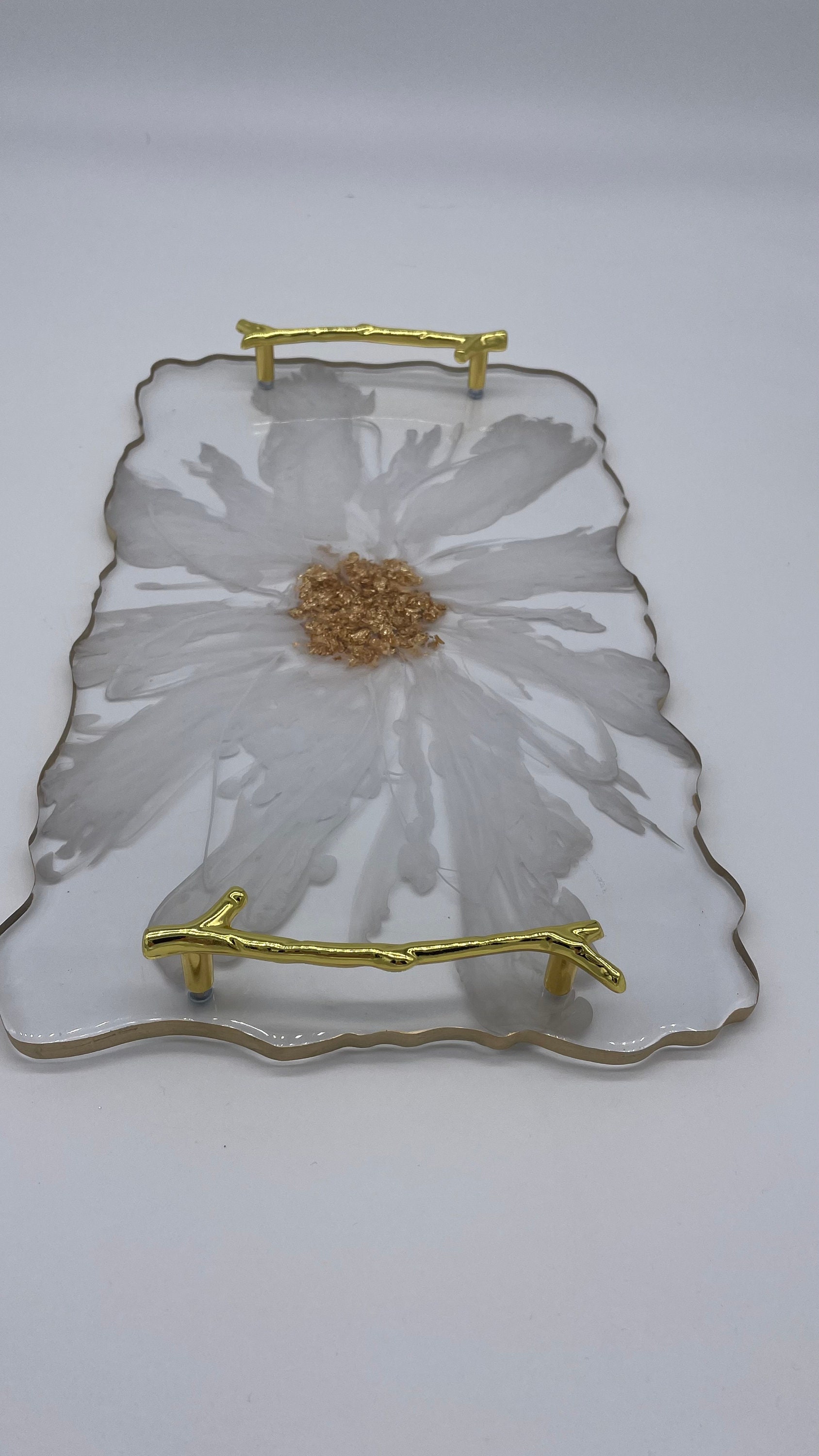 Resin tray tray with handles white and clear tray original | Etsy