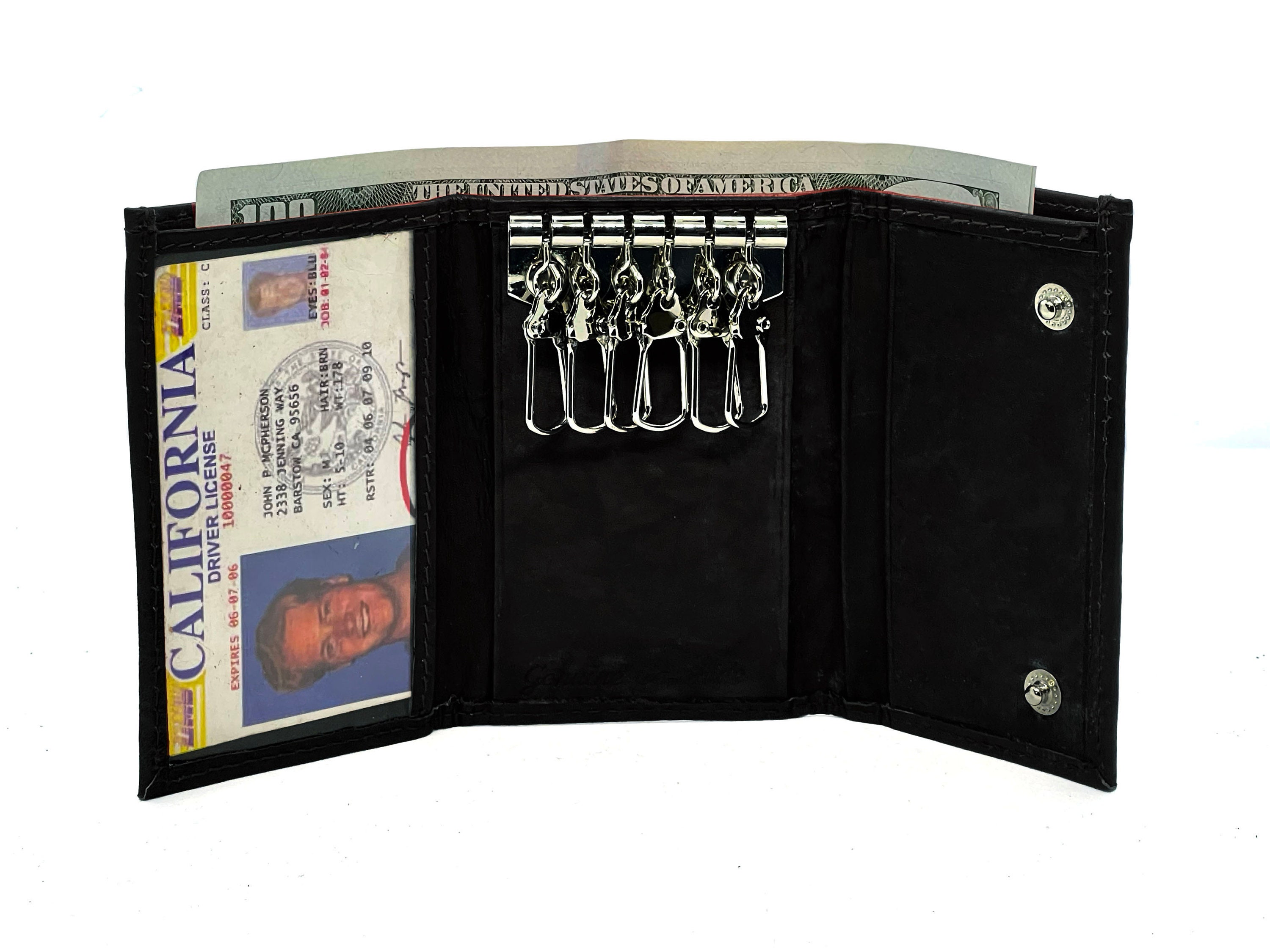 Genuine Leather Keychain Men's Trifold Wallet Money Key Ring Holder - Etsy