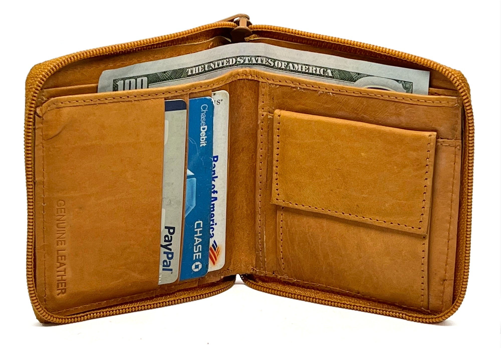 RFID Blocking Leather Zip-around Men's Bifold Wallet Coin Pocket - Etsy