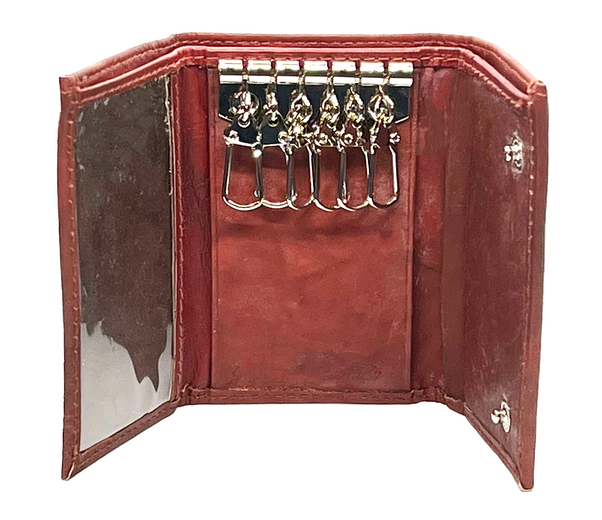 Genuine Leather Keychain Men's Trifold Wallet Money Key Ring Holder - Etsy