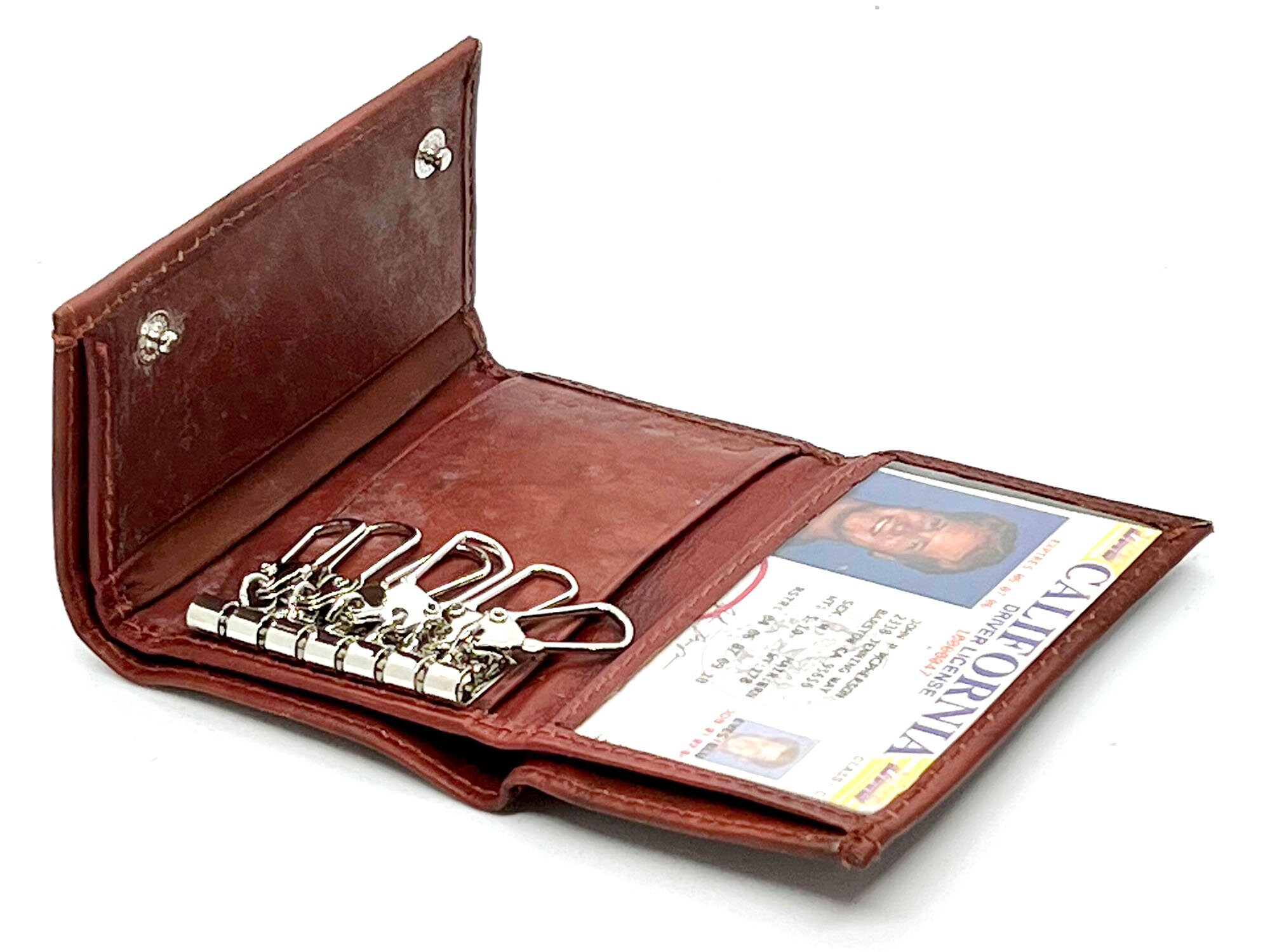 Genuine Leather Keychain Men's Trifold Wallet Money Key Ring Holder - Etsy
