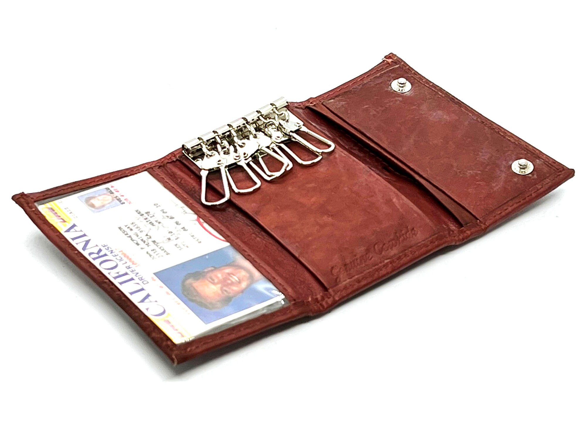 Genuine Leather Keychain Men's Trifold Wallet Money Key Ring Holder - Etsy