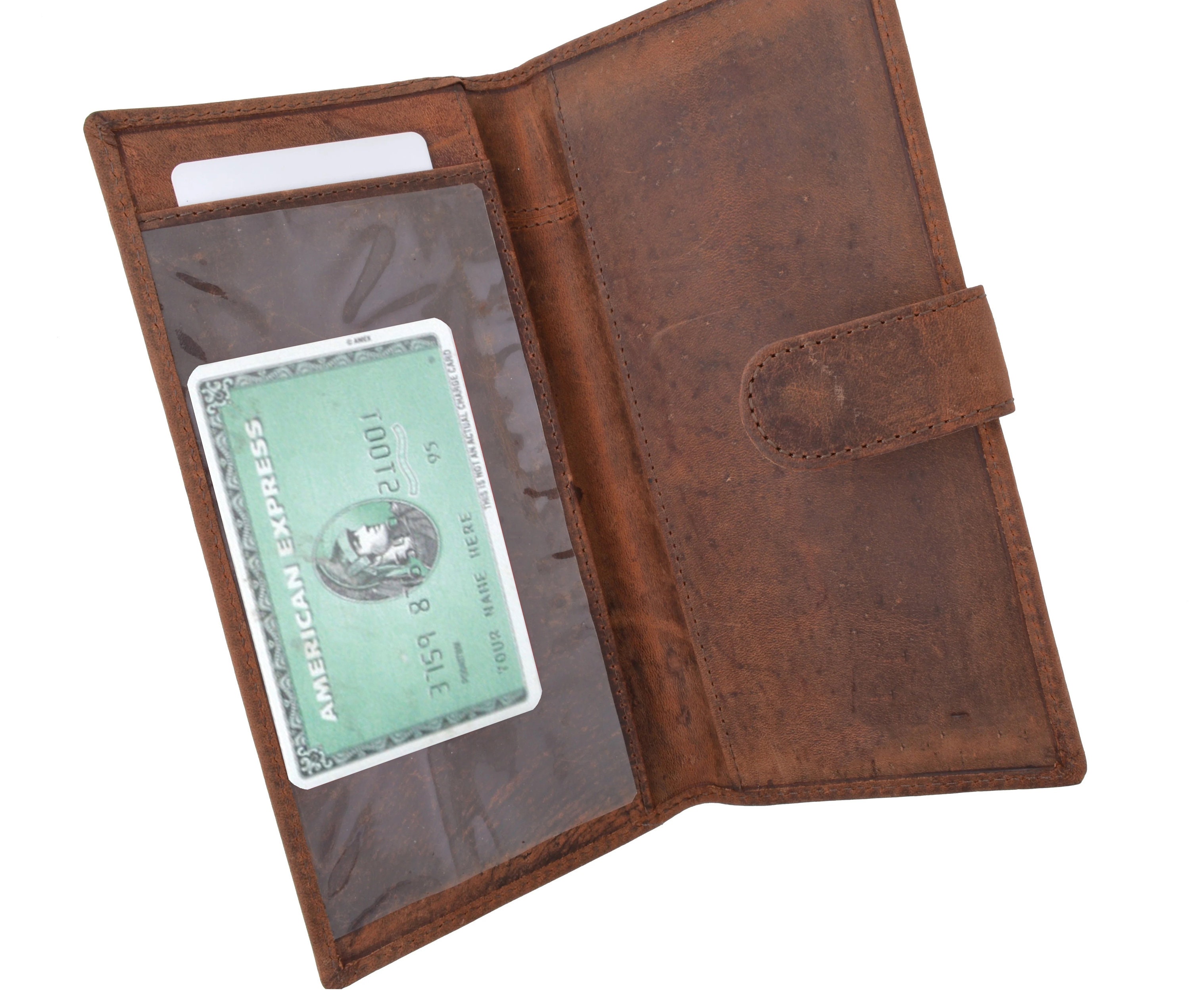 Hunter Brown Vintage Leather Standard Checkbook Credit Card Organizer ...