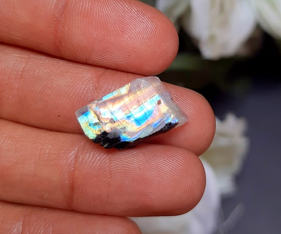 Top Grade Rainbow Moonstone Polished Raw Loose Gemstone Flashy - Etsy
