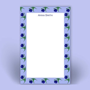 Blue Tulip Border Notepad - Etsy