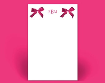 Personalized Watercolor Pink Bow Notepad, Women Bow Notepad - Etsy