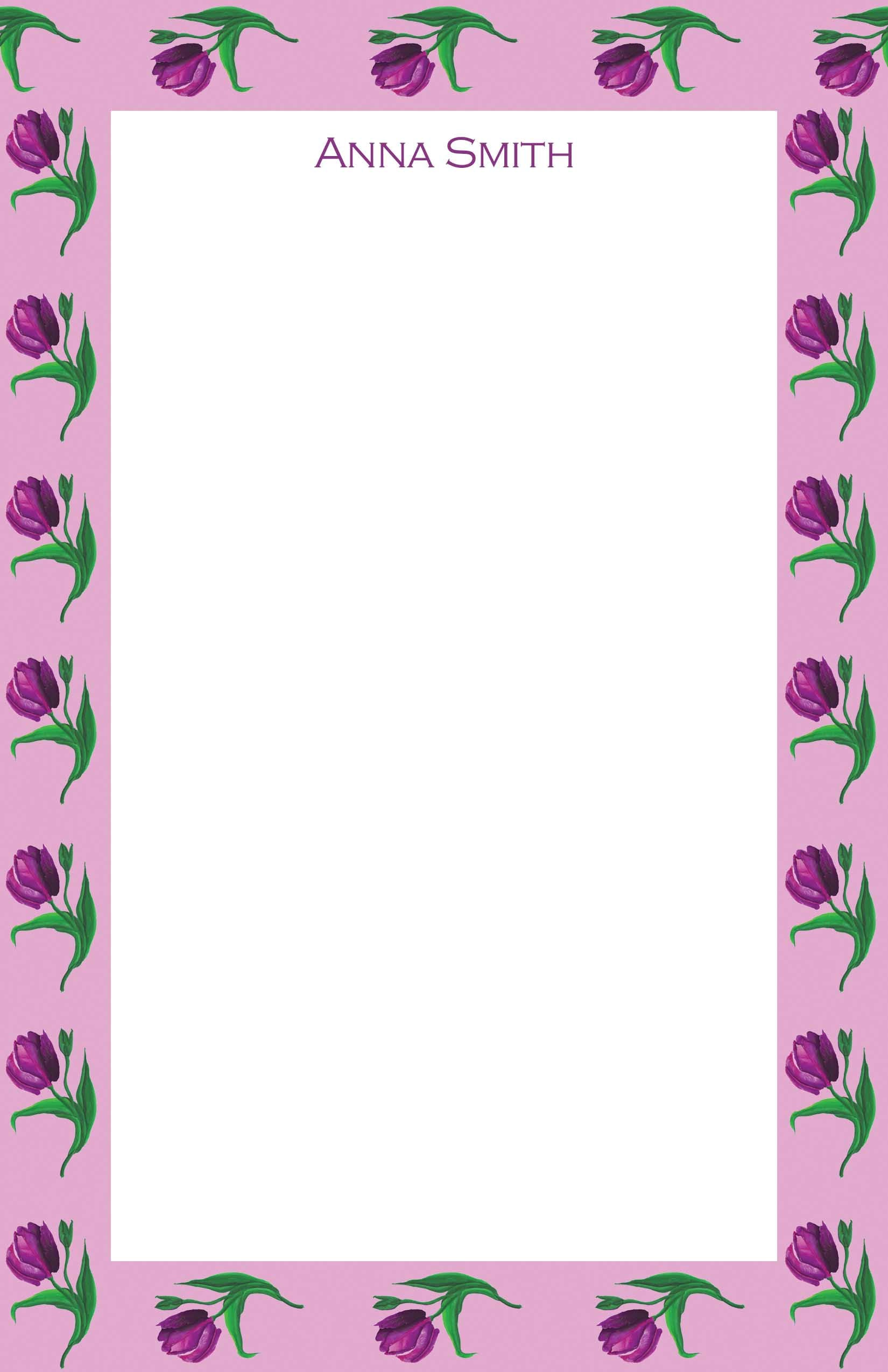 Purple Tulip Border Notepad - Etsy