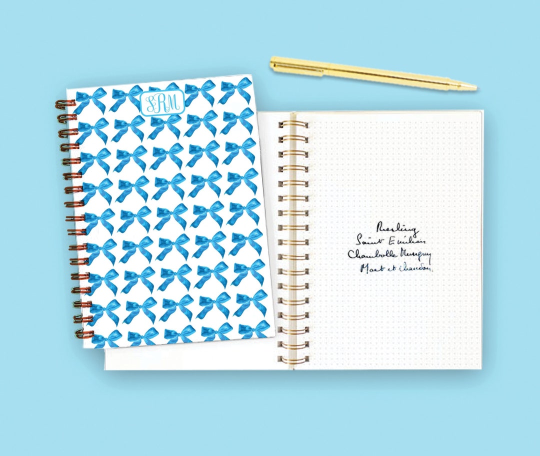 Blue Bow Spiral Notebook: {spring Bow Notebook, Springtime Bow Notebook ...