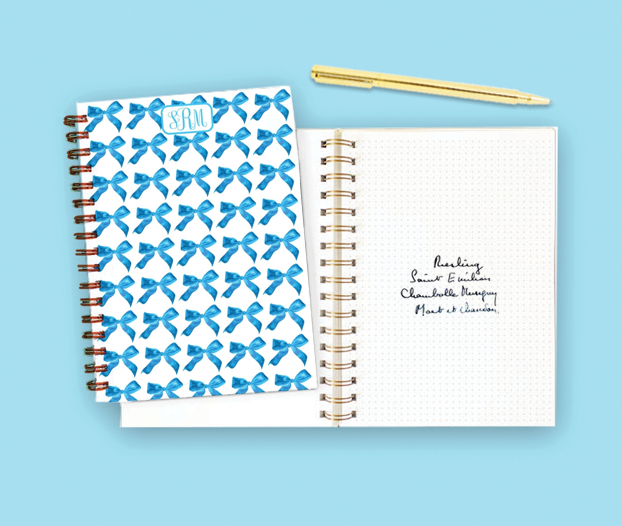 Blue Bow Spiral Notebook: {spring Bow Notebook, Springtime Bow Notebook ...