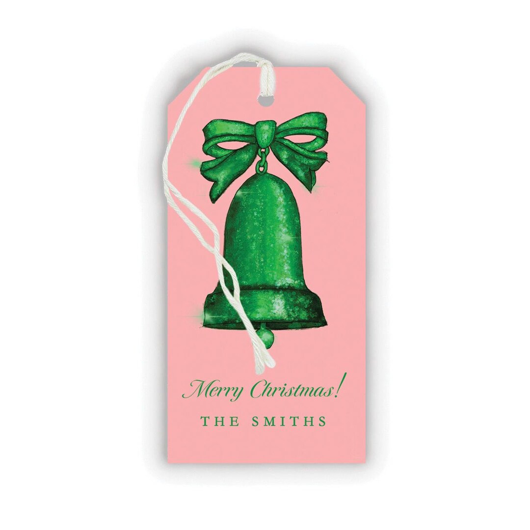 Green Holiday Bell Gift Tags {green Bell Gift Tag, Personalized Holiday ...