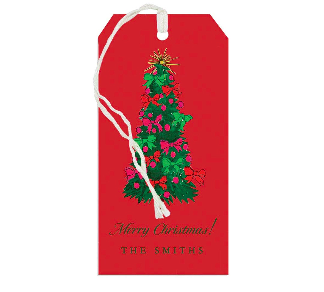 Personalized Christmas Gift Tags: Red Christmas Tree Gift Tag holiday ...