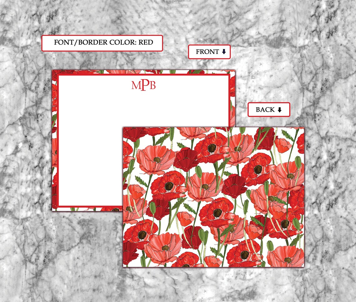 Poppy Stationery: Red | Etsy