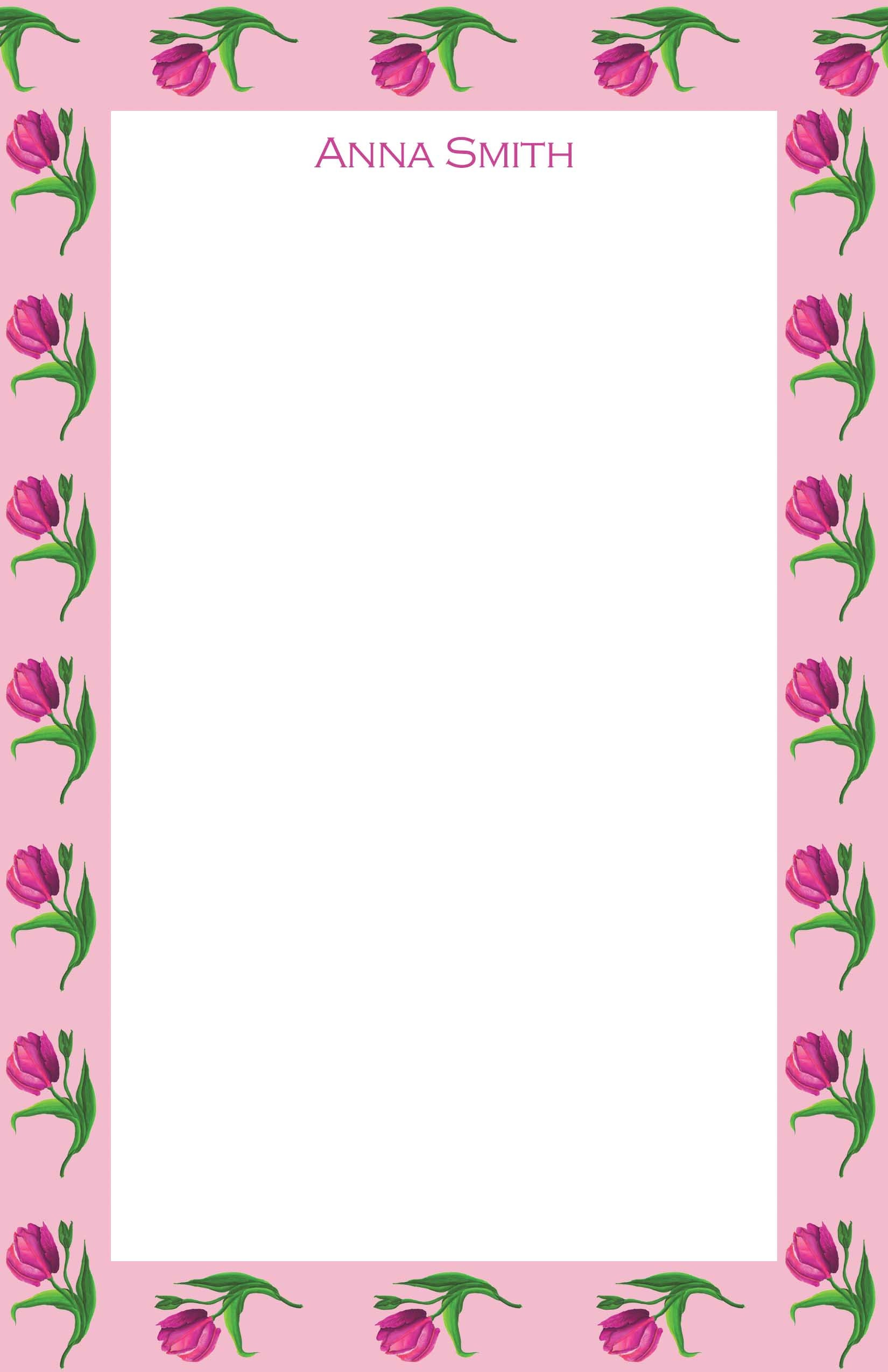 Pink Tulip Border Notepad - Etsy