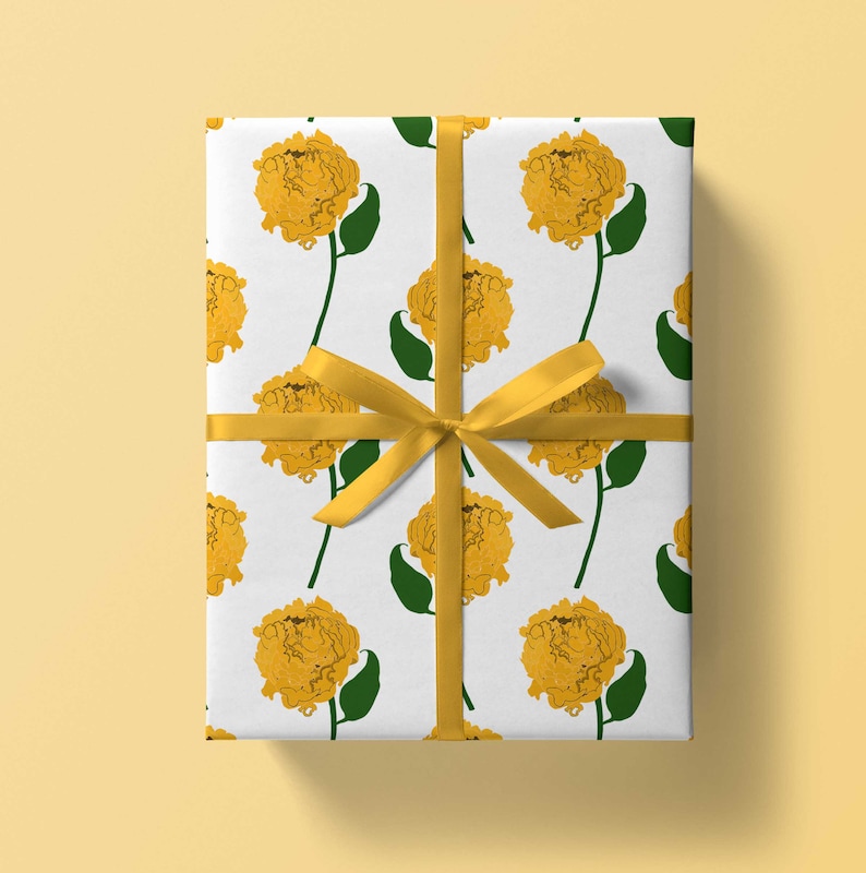 Emma Botanical Wrapping Paper: Yellow {gift Wrap, Birthday, Holiday ...