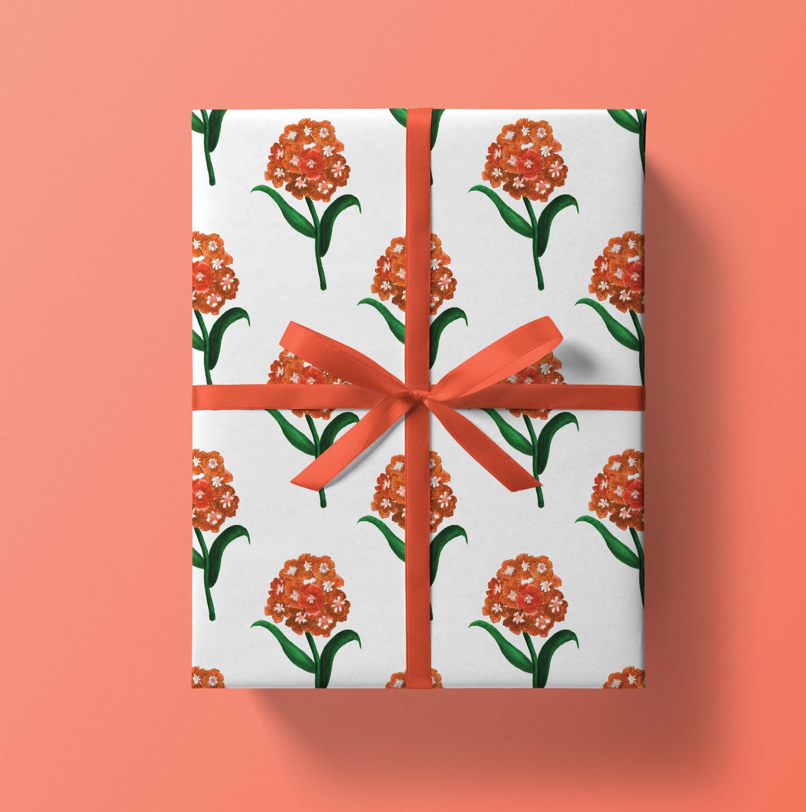 Dreamy Dianthus Floral Wrapping Paper: Orange {gift Wrap, Birthday ...