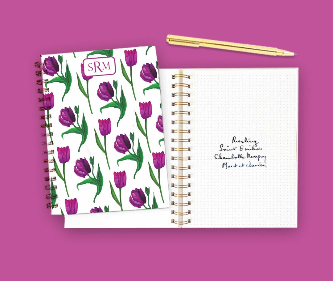 Purple Tulip Watercolor Spiral Notebook - Etsy