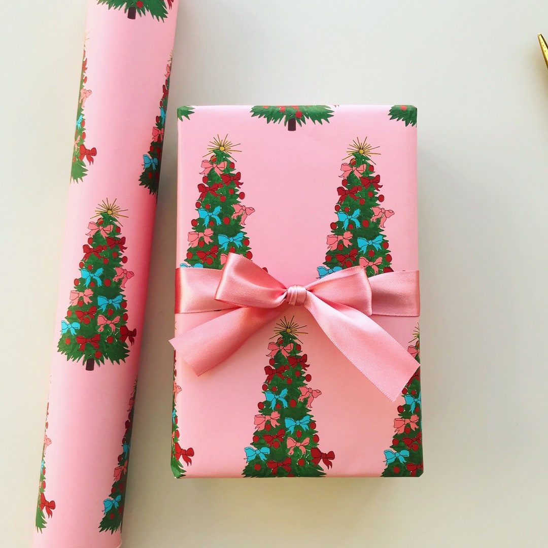 Christmas Trees Wrapping Paper: Pink {gift Wrap, Birthday, Holiday ...