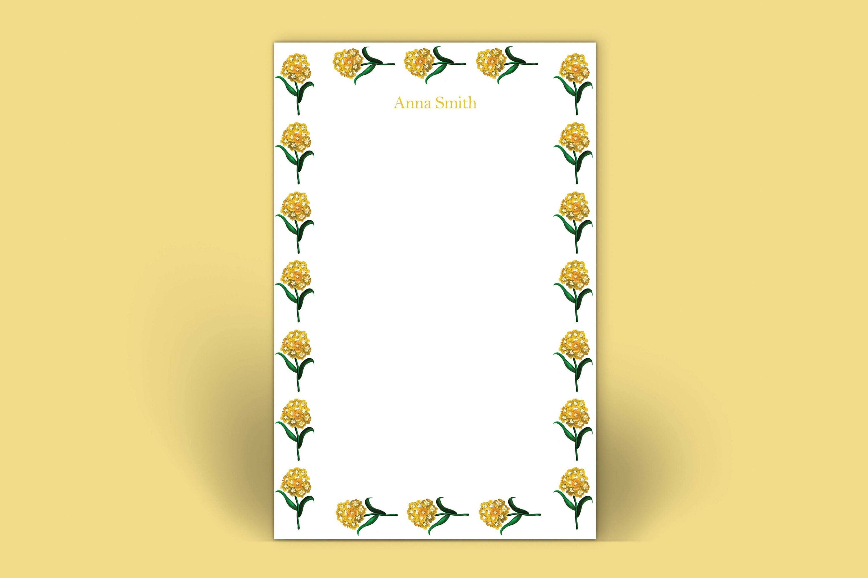 Dreamy Dianthus Floral Border Notepad: Yellow - Etsy