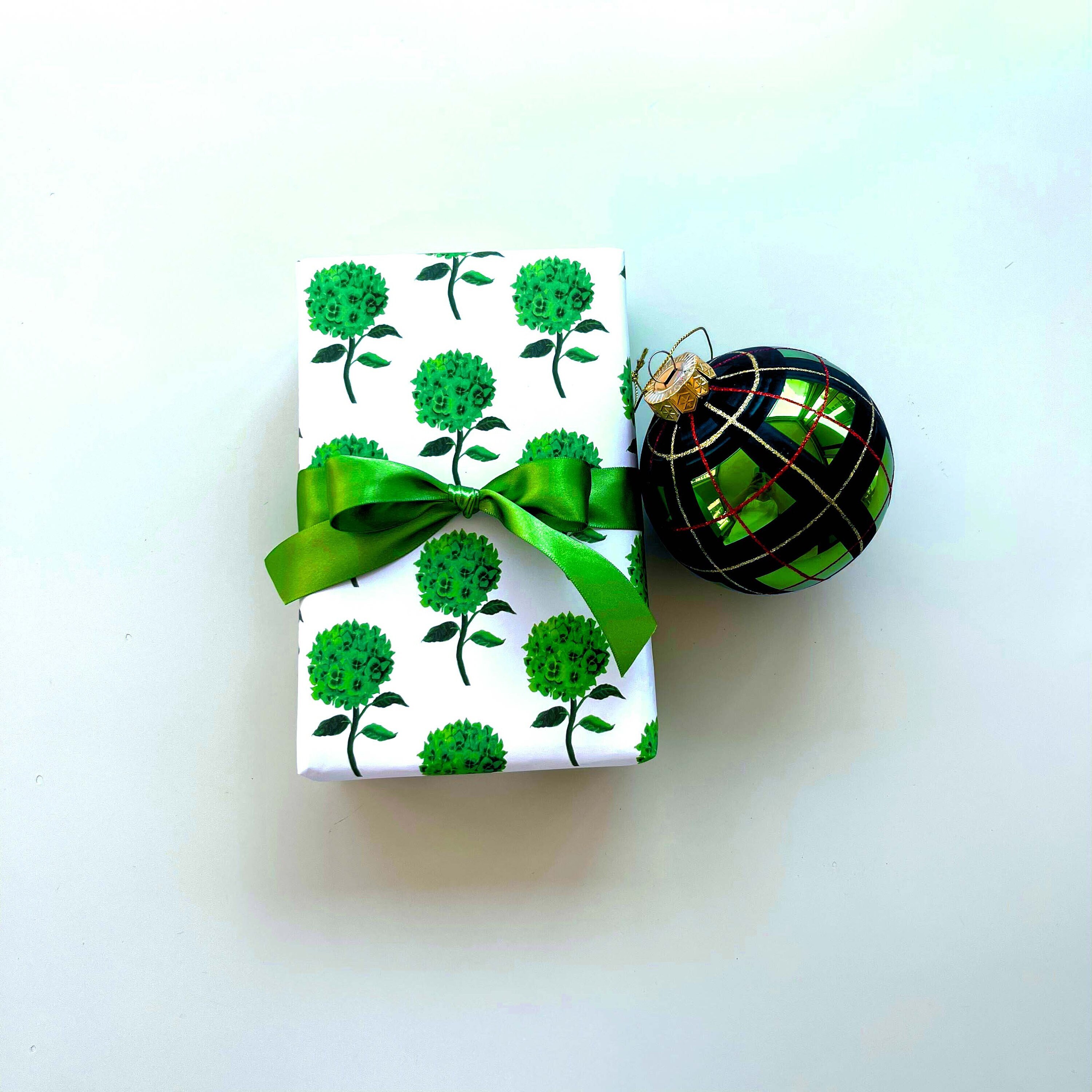 Hydrangea Wrapping Paper: Green holiday, Birthday Floral Wrap, Holiday ...