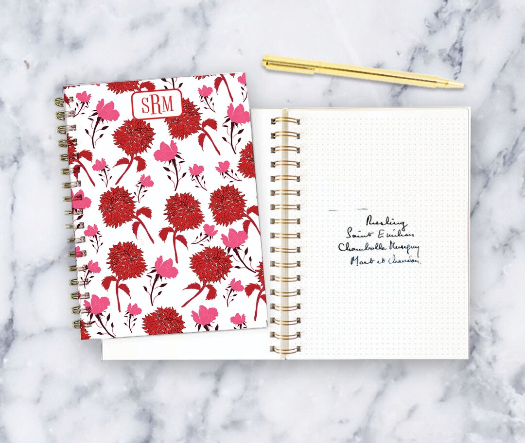 Red Dahlia Spiral Notebook - Etsy
