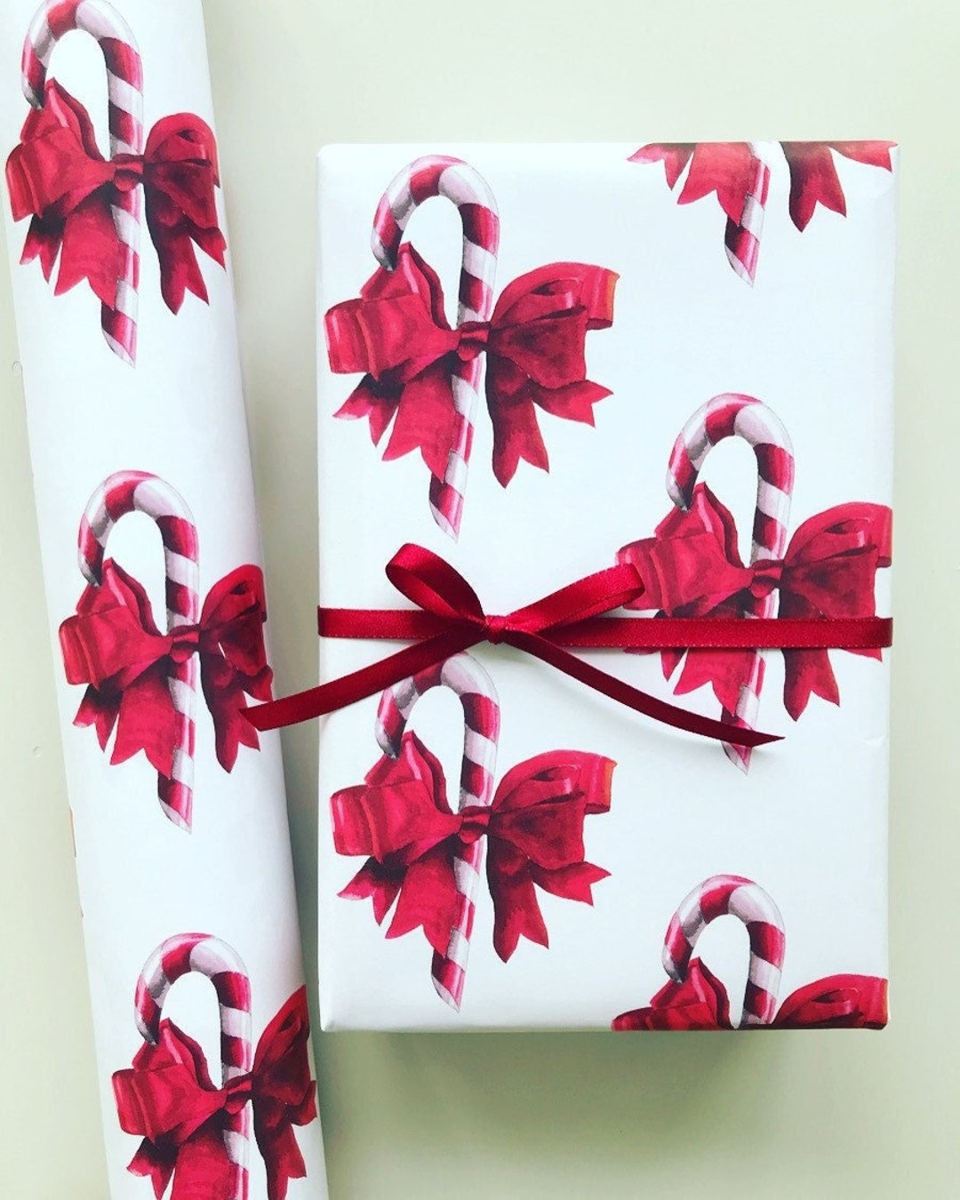 Wrapping Paper: Red Candy Canes - Etsy