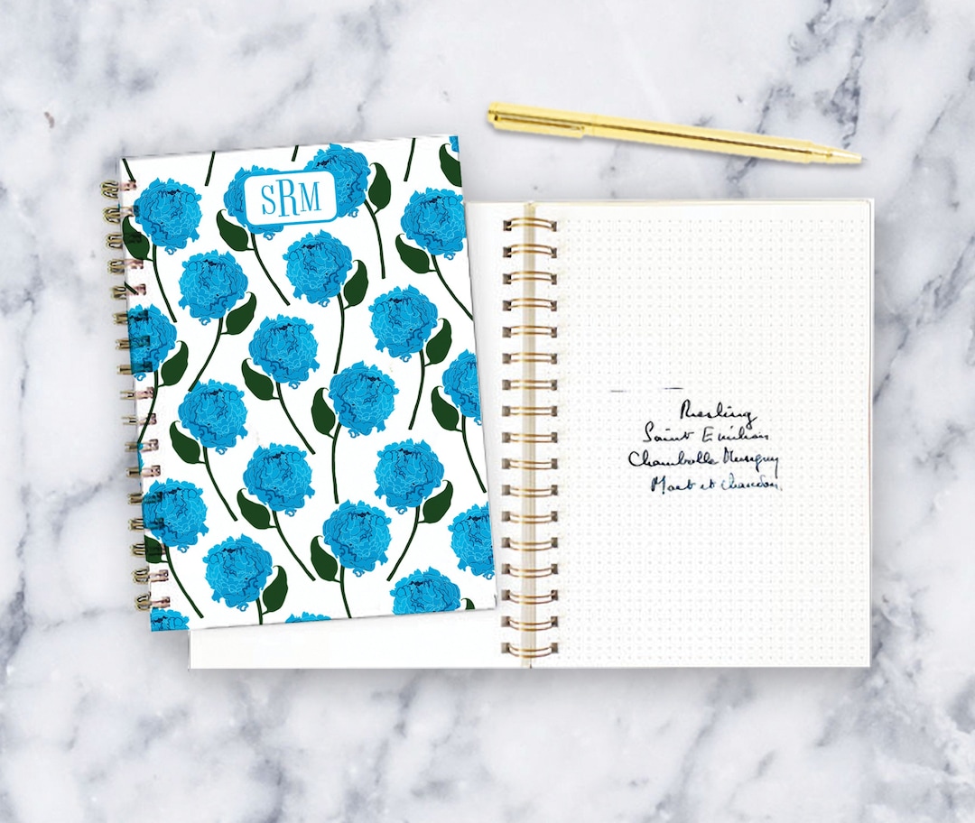 Emma Botanical Spiral Notebook: Blue - Etsy