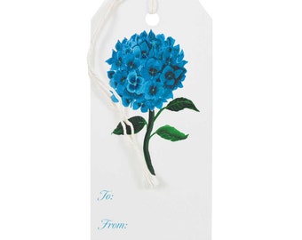 Unique Gift Tag Wavy Edge Tag Hydrangea Blue Gift Tag Festive Favor Tag ...