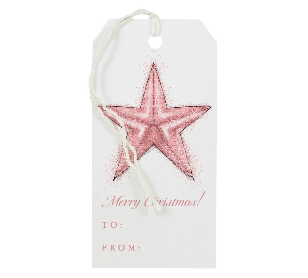 Glistening Star Gift Tag: Blush Pink {holiday Gift Tags, Star Gift Tag ...