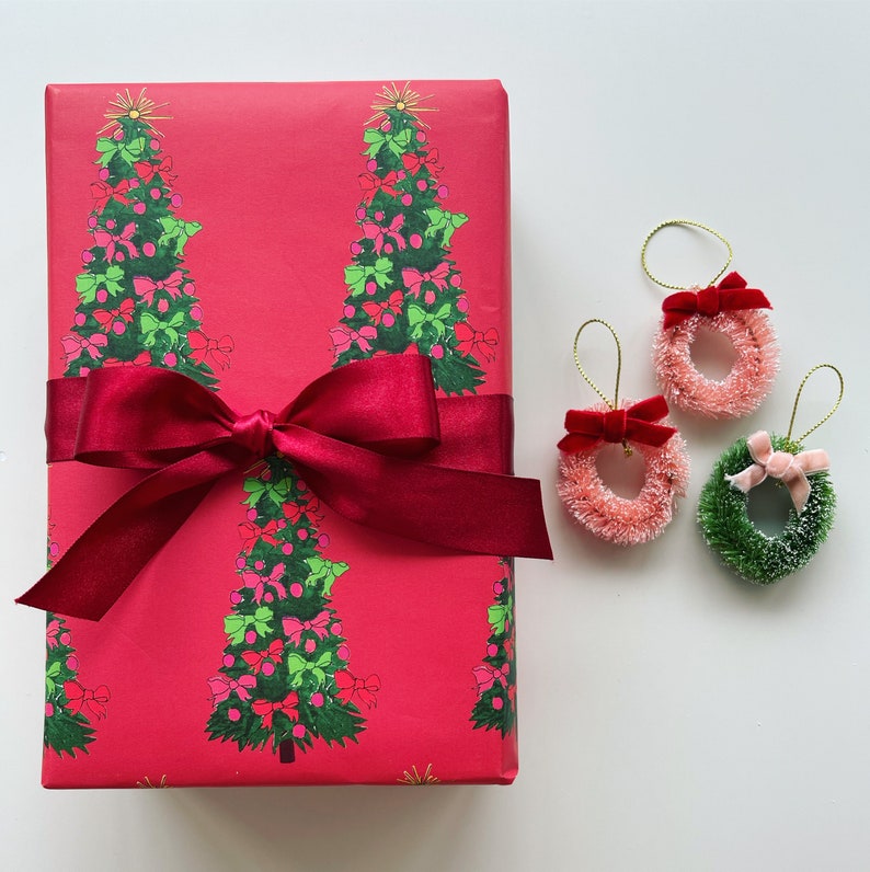 Christmas Trees Wrapping Paper: Red {tree Wrap, Red Xmas Wrap, Holiday ...