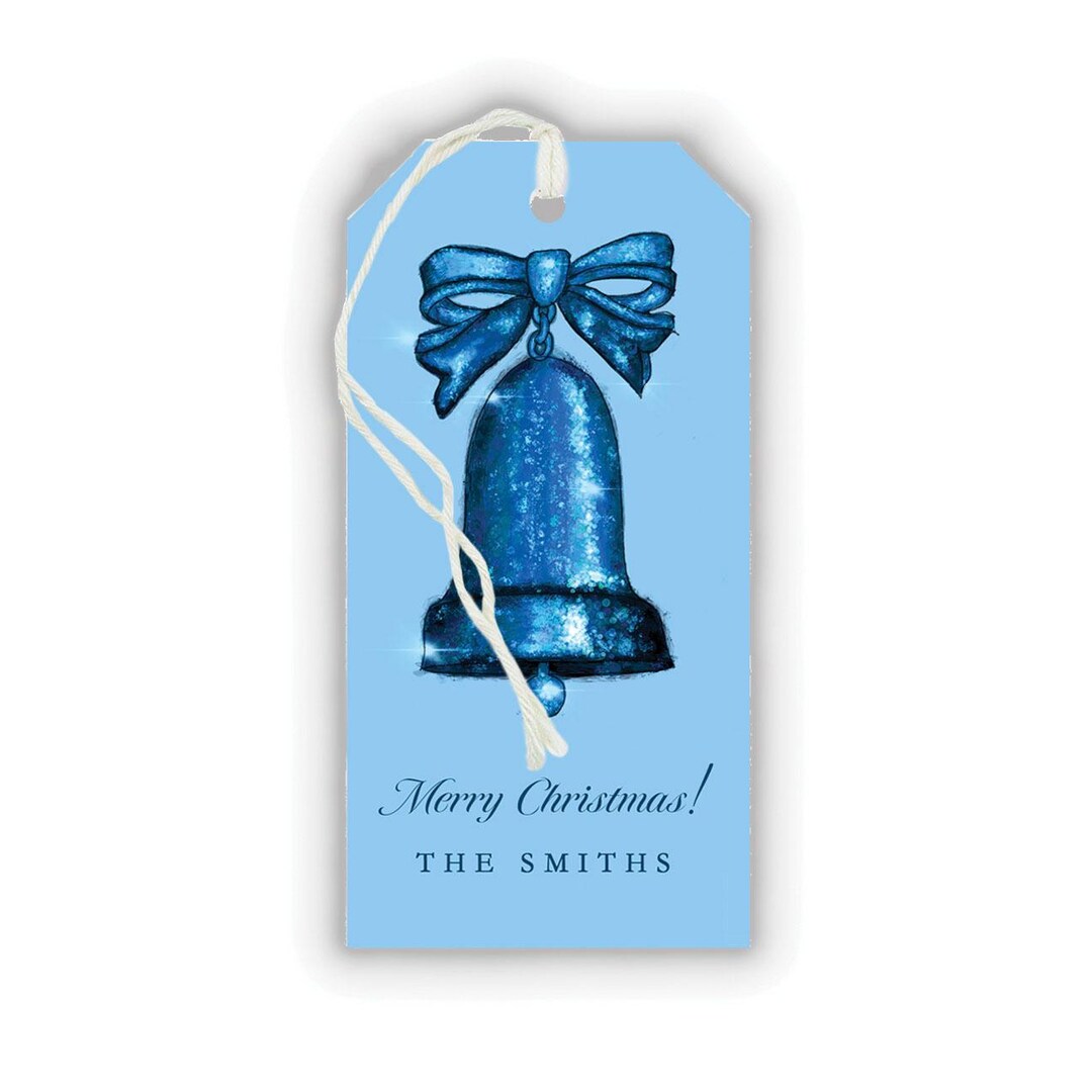 Blue Holiday Bell Gift Tags: {blue Bell Gift Tag, Personalized Holiday ...