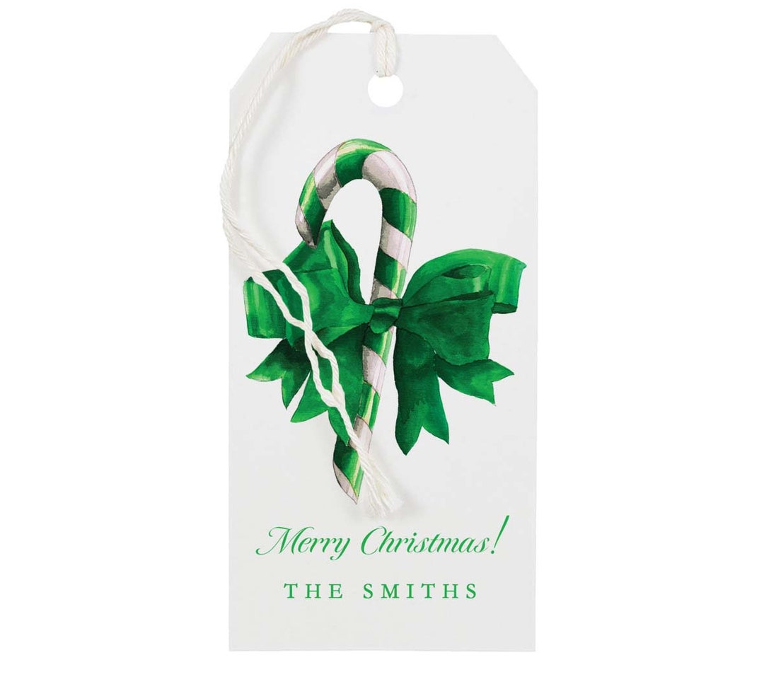 Personalized Christmas Gift Tags: Green Candy Cane Gift Tag - Etsy