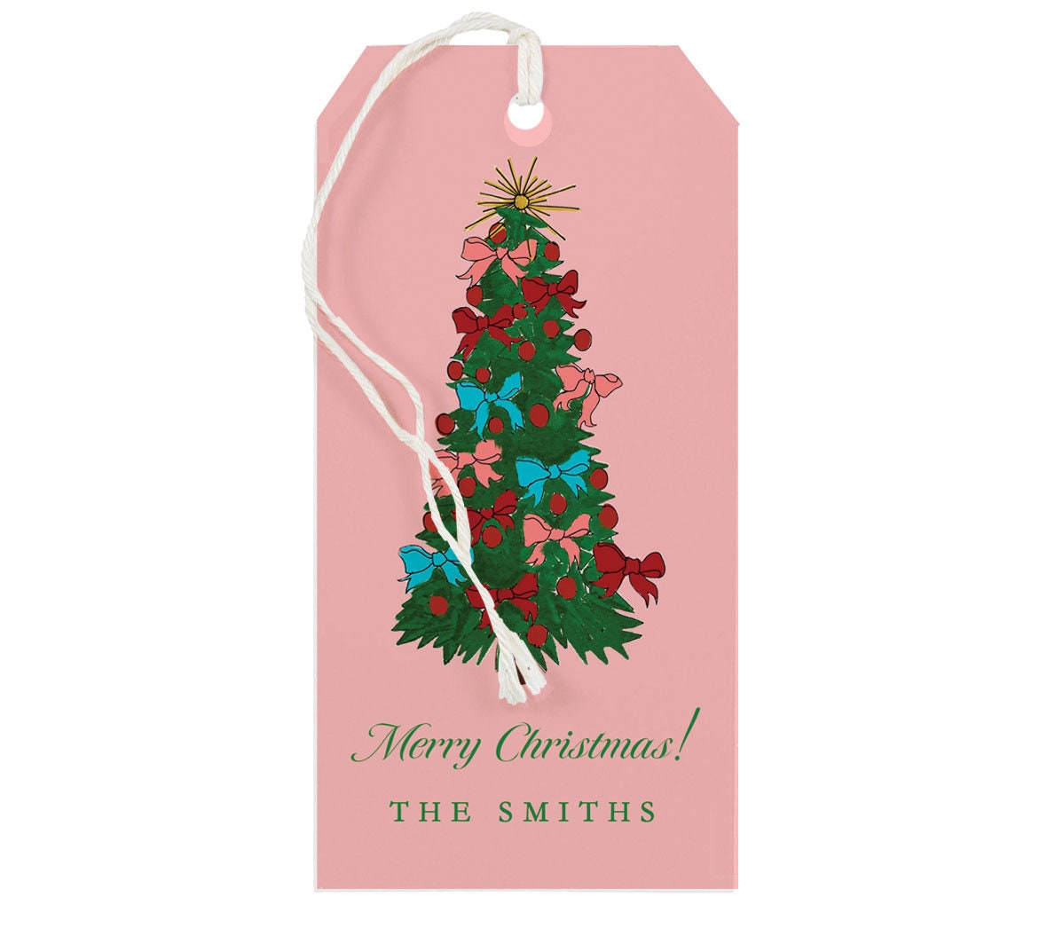 Personalized Christmas Gift Tags: Pink Christmas Tree Gift Tag holiday ...